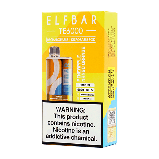 Vaper Descartável Elfbar TE6000 Pineapple Mango Orange 6000 Puffs no ...
