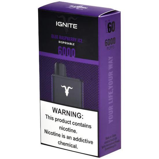 Vaper Descartável Ignite V60 Blue Raspberry Ice 6000 Puffs no Paraguai ...